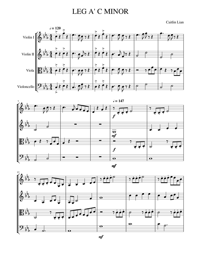 LEGACY Sheet music for Violin, Viola, Cello (String Quartet ...
