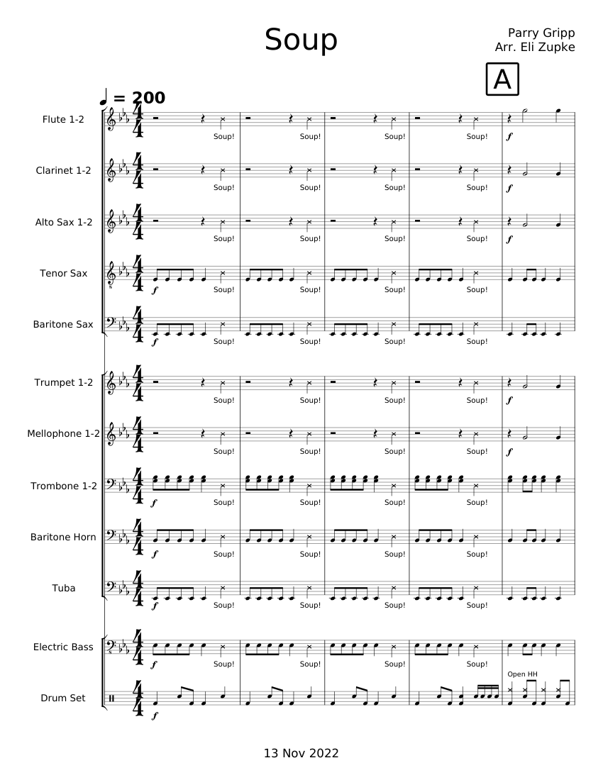 Soup - Parry Gripp Sheet music for Trombone, Tuba, Mellophone, Flute ...