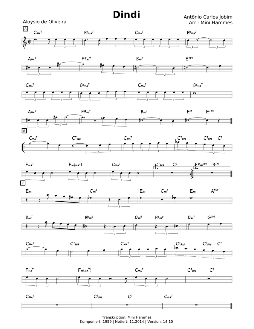 Antônio Carlos Jobim - Dindi Sheet Music with Chords for Vibraphone ...