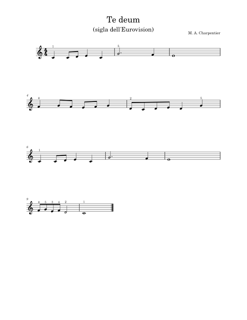 Te deum (piano easy version) Sheet Music for Piano (Solo) | MuseScore.com