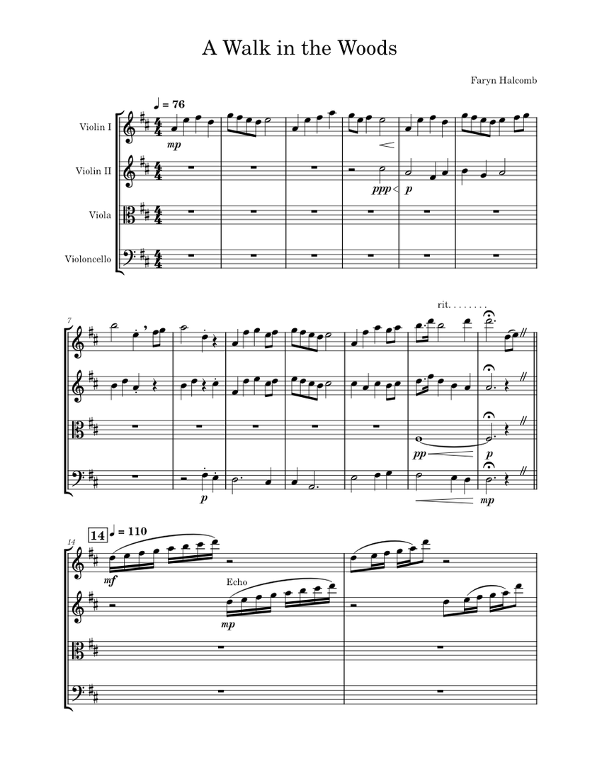 A Walk in the Woods Sheet music for Violin, Viola, Cello (String ...