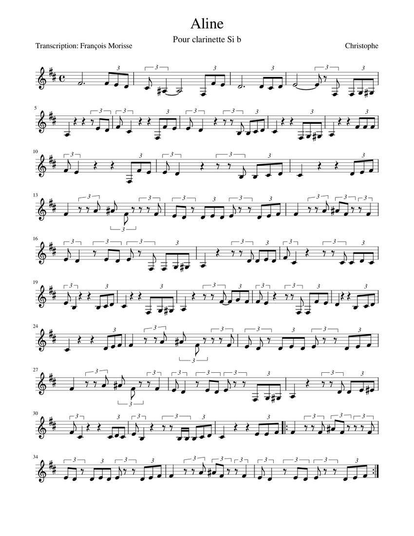 Aline Sheet music for Piano (Solo) | Musescore.com