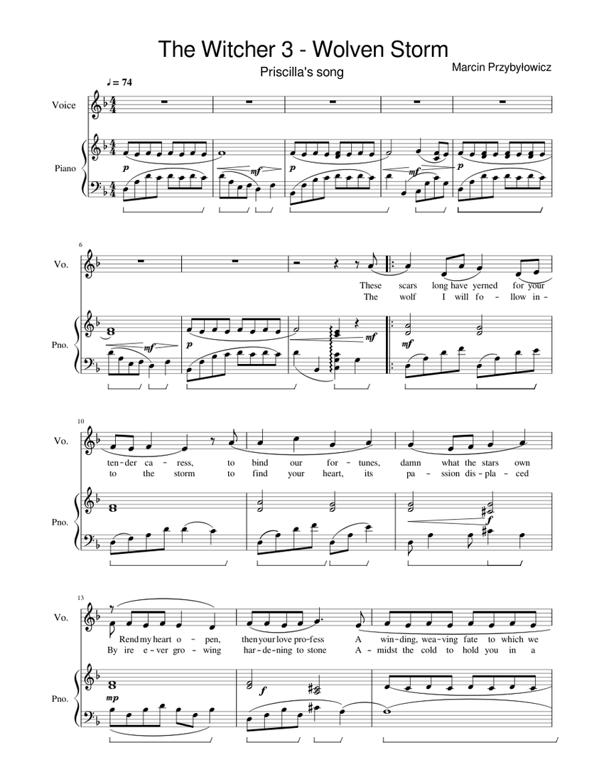 The Witcher 3 - Priscilla's song (voice and piano) arr. cr.ramos07 ...