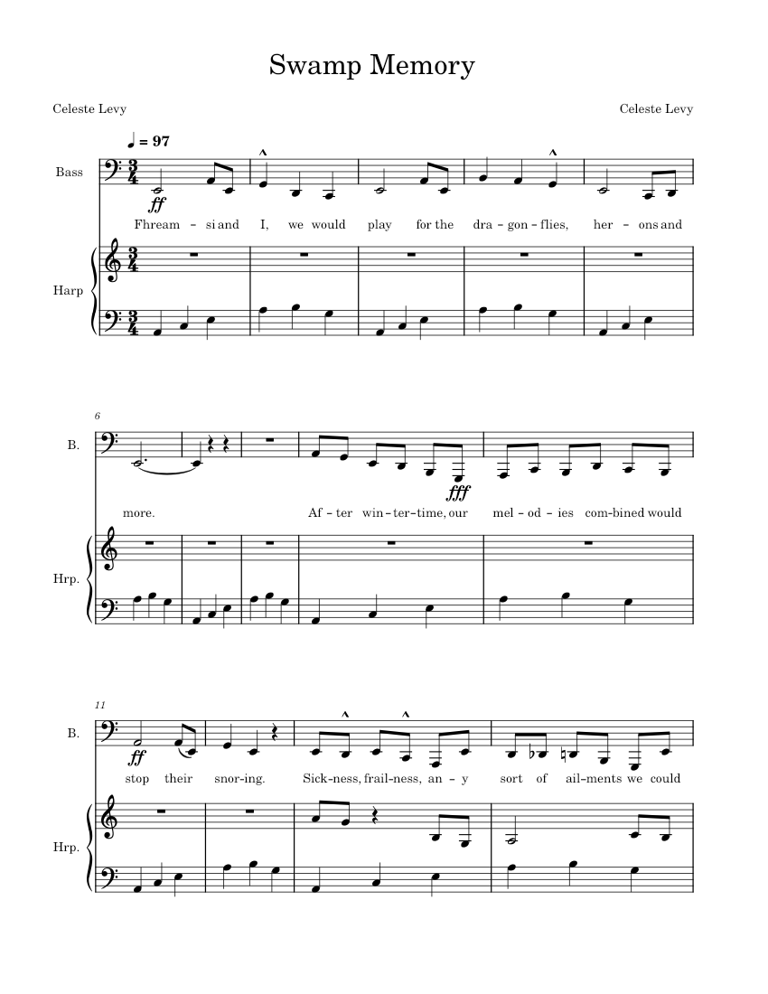 Bonus Content: Swamp Memory Sheet music for Bass voice, Harp (Mixed ...