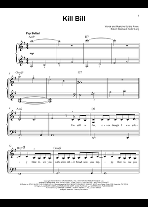 Kill Bill – SZA (FULL) Sheet Music for Piano (Solo) | MuseScore.com