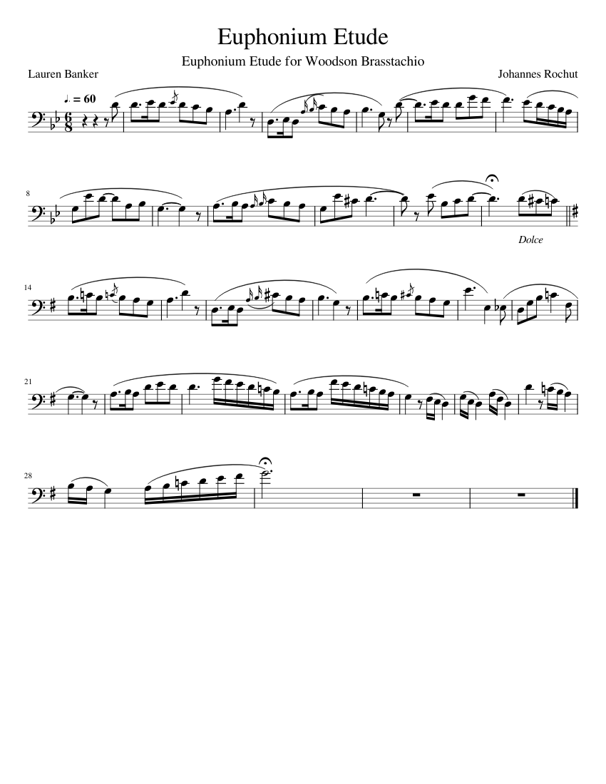 Euphonium Etude Sheet music for Trombone (Solo) | Musescore.com
