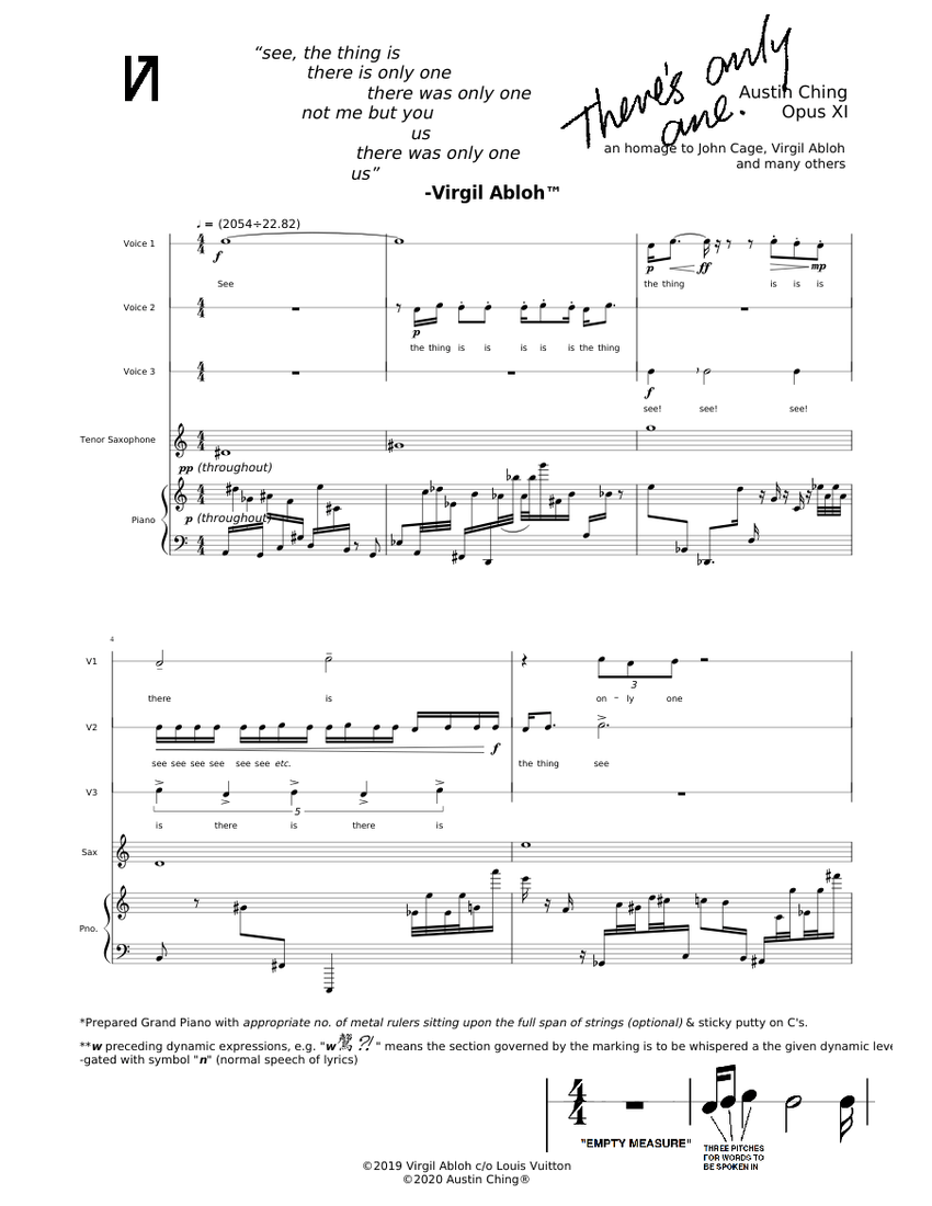 Op 11, "There was only one us" Sheet music for Piano, Vocals, Saxophone ...