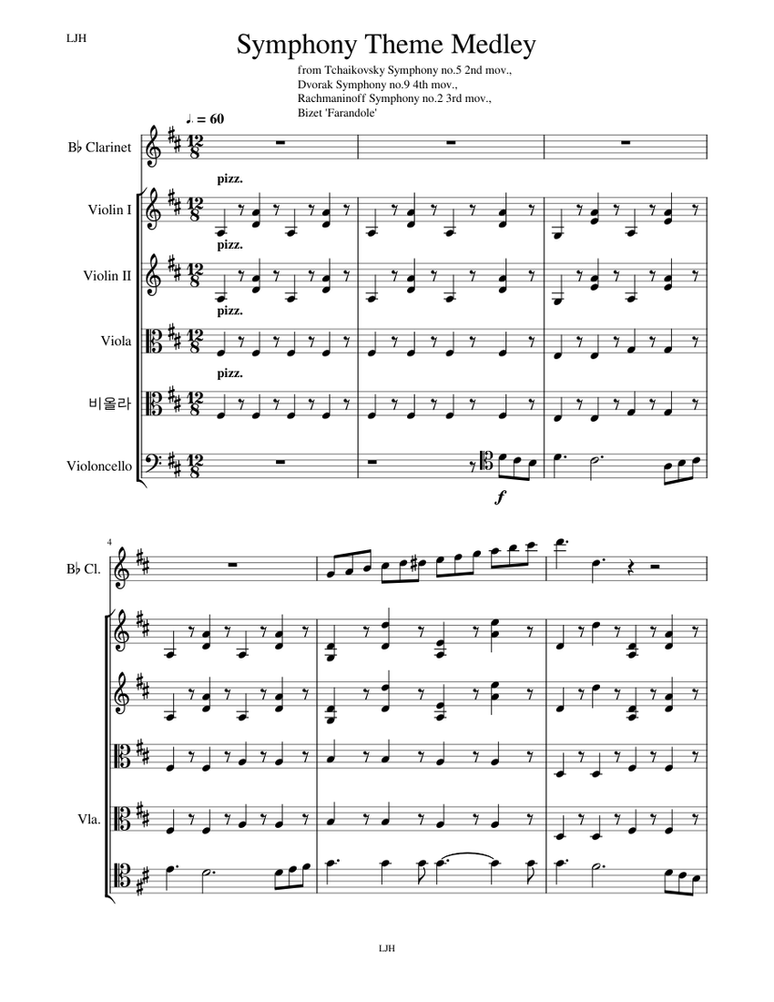 Symphony medley Sheet music for Clarinet in b-flat, Violin, Viola ...