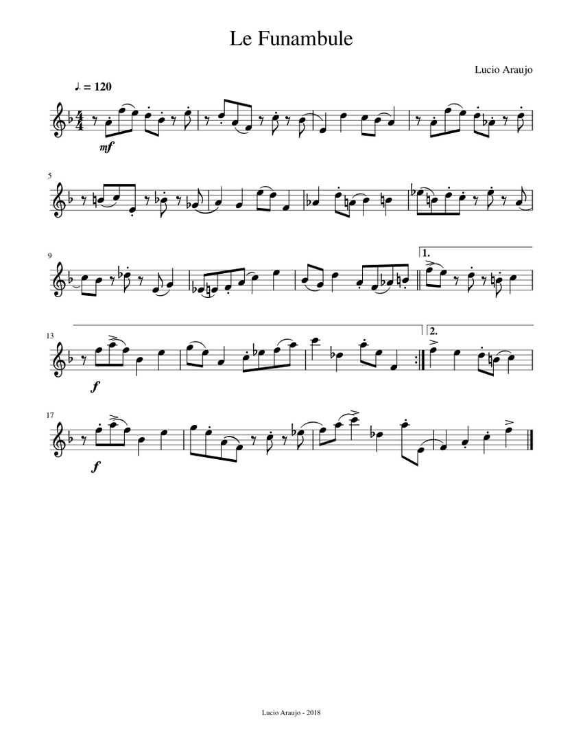 Le Funambule Sheet Music for Flute (Solo) | MuseScore.com