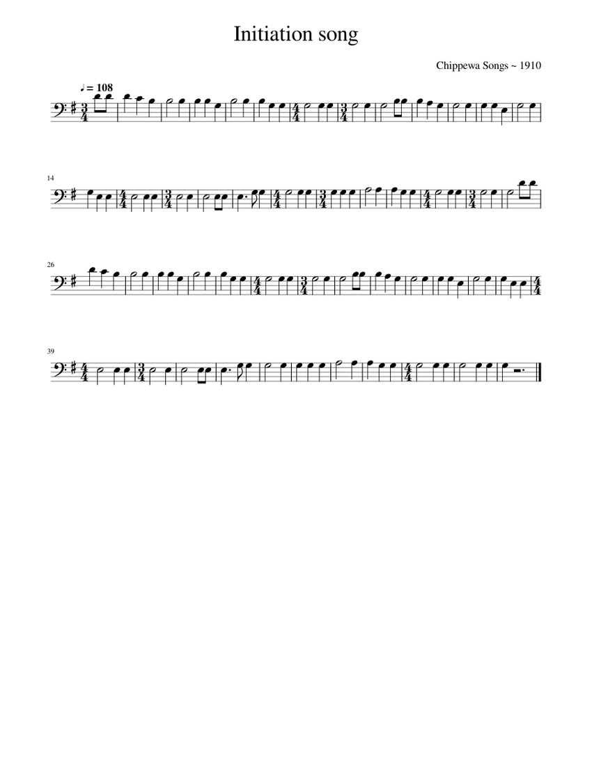 Initiation Song Sheet Music For Piano Solo Musescore