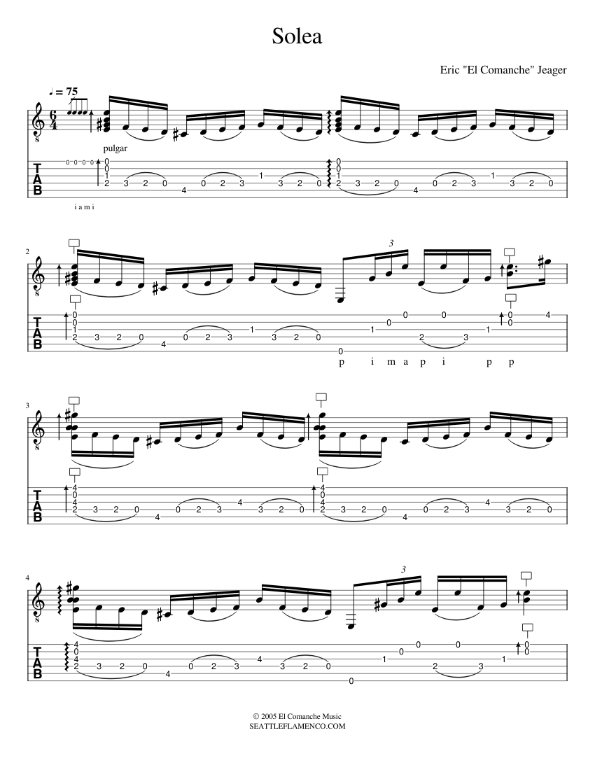 Solea Sheet Music and Tab for Guitar (Solo) | MuseScore.com