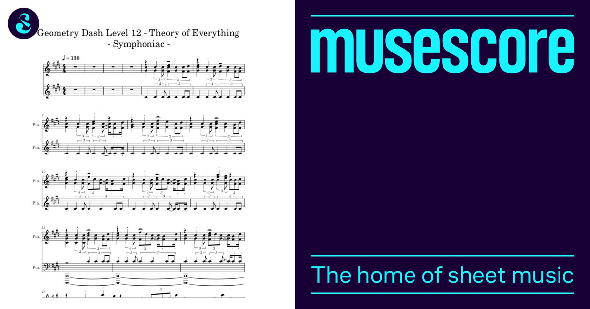 Geometry Dash Level 12 - Theory of Everything Sheet Music for Piano ...