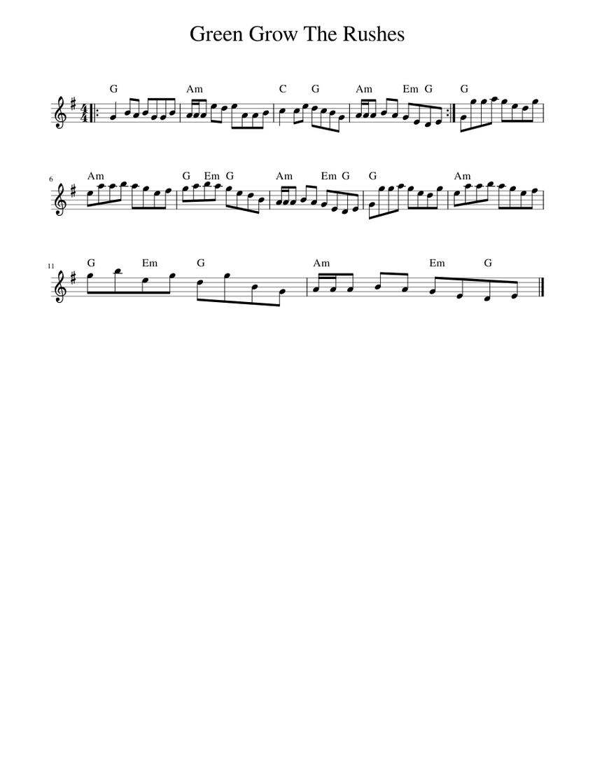 Green Grow The Rushes Sheet music for Piano (Solo) Easy | Musescore.com