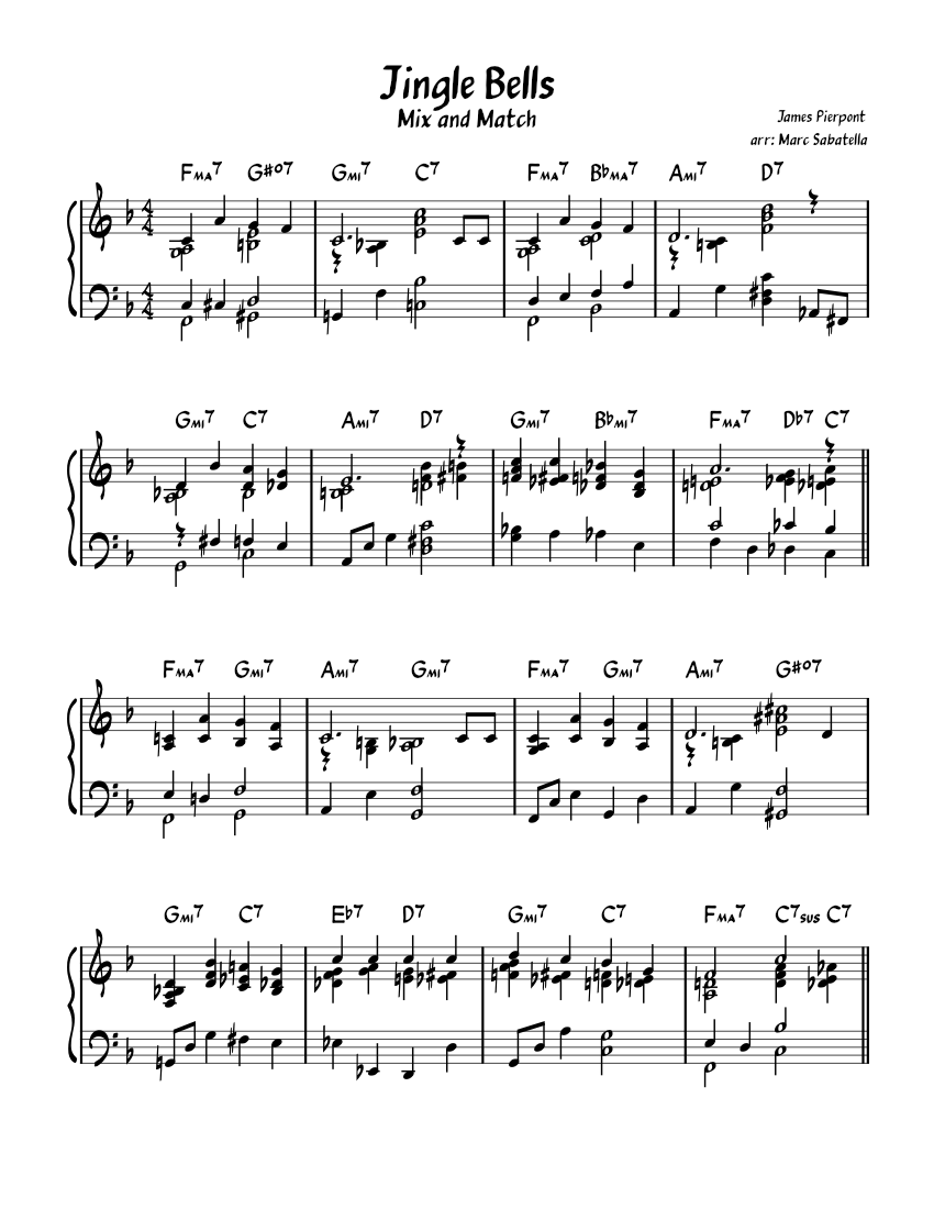 Jingle Bells - Mix and Match Sheet music for Piano (Solo) | Musescore.com