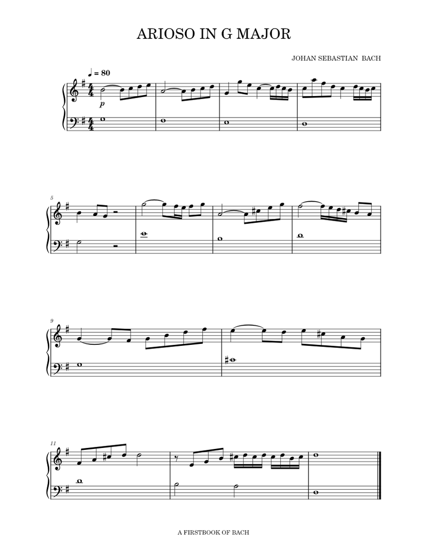 Arioso In G – Johann Sebastian Bach ARIOSO IN G MAJOR Sheet music for ...
