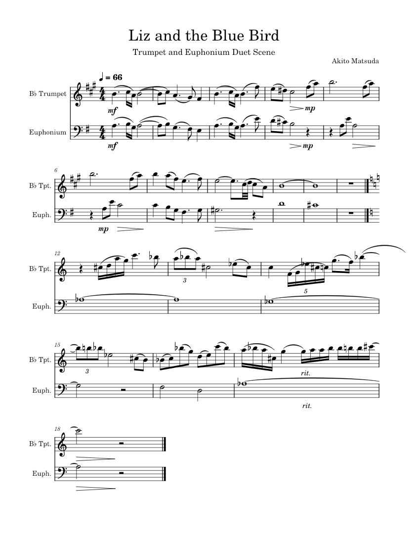 Liz and the Blue Bird – Akito Matsuda Trumpet and Euphonium Duet Scene ...