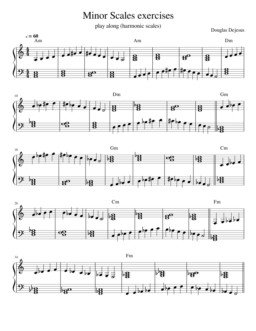 Minor Scales exercises Sheet music for Piano (Solo) Easy | Musescore.com