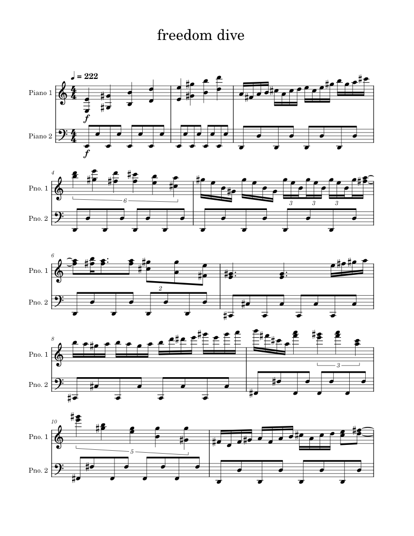 Freedom Dive piano solo + ending Sheet music for Piano (Solo ...