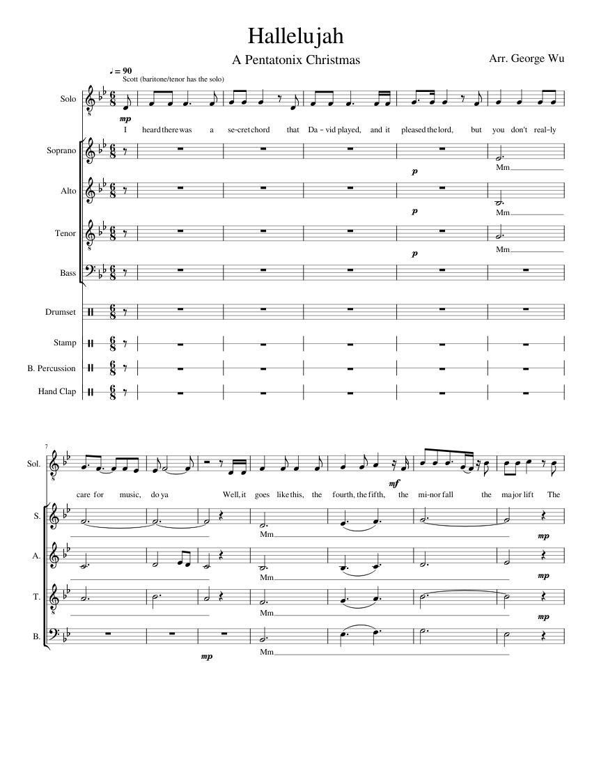 Hallelujah (Solo, SATB) - Leonard Cohen (arr. PTX) Sheet music for ...