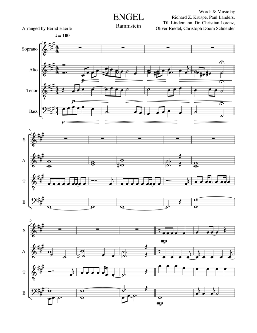ENGEL Sheet music for Soprano, Alto, Tenor, Bass voice (Choral ...