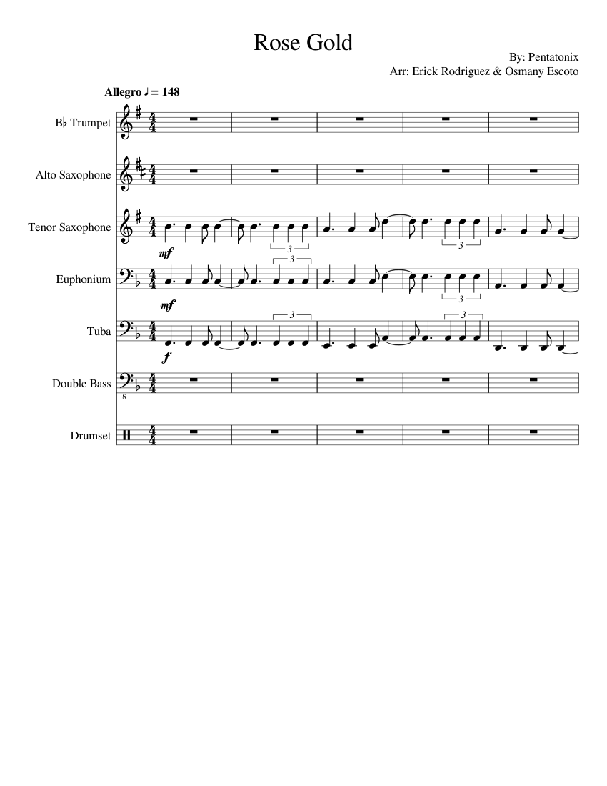 Rose Gold Sheet music for Euphonium, Tuba, Saxophone alto, Saxophone ...