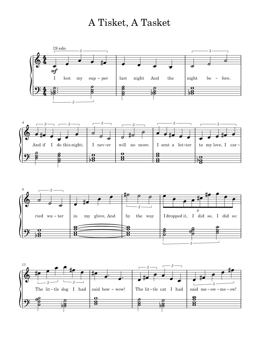 A Tisket, A Tasket (UK) Sheet music for Piano (Solo) Easy | Musescore.com