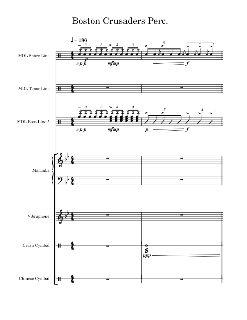 Boston Crusaders 2022 Percussion Score (WIP) Sheet music for Vibraphone ...