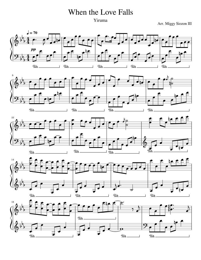 Yiruma - When The Love Falls Sheet Music for Piano (Solo) | MuseScore.com