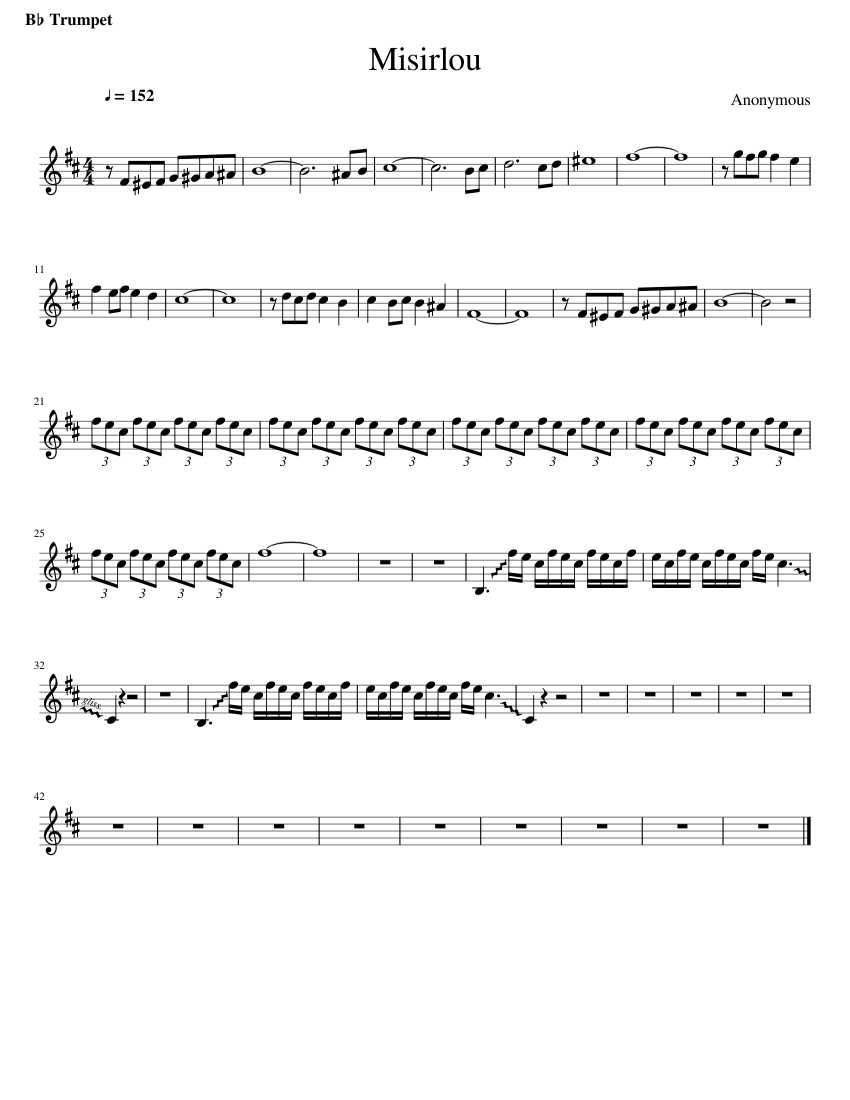 Misirlou – Dick Dale Sheet Music for Trumpet in b-flat (Solo ...
