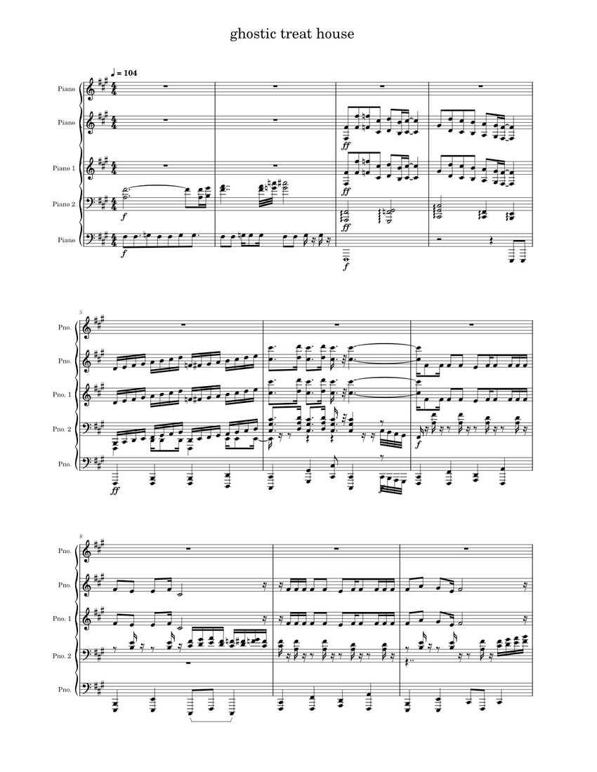 Ghostic Treat House – fine Sheet Music for Piano (Mixed Quintet ...