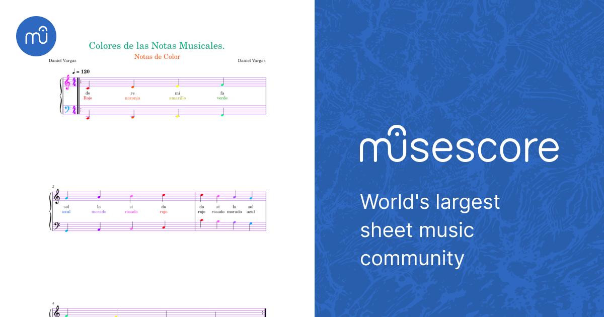 Colores de las Notas Musicales. Sheet Music for Piano (Piano Duo) easy ...
