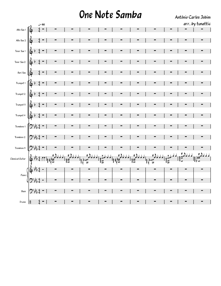 One Note Samba - Big Band Arrangement Sheet Music with Chords for Piano ...