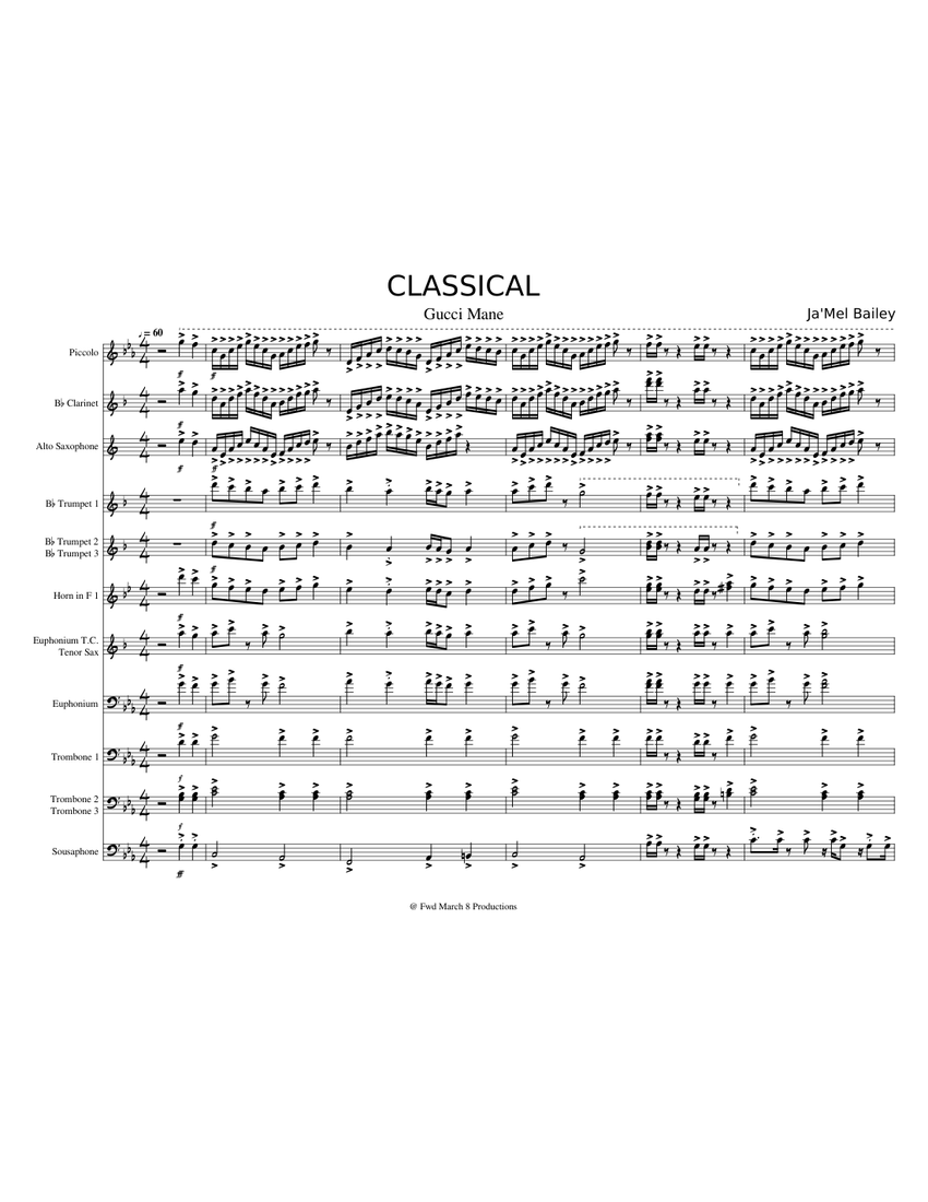 Classical Sheet Music for Trombone, Euphonium, Flute piccolo, Clarinet ...