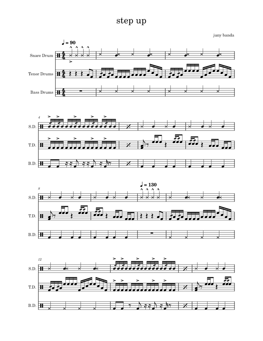step up Sheet music for Snare drum, Tenor drum, Bass drum (Percussion ...