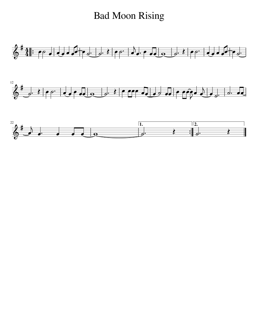Bad Moon Rising Sheet Music for Piano (Solo) easy | MuseScore.com
