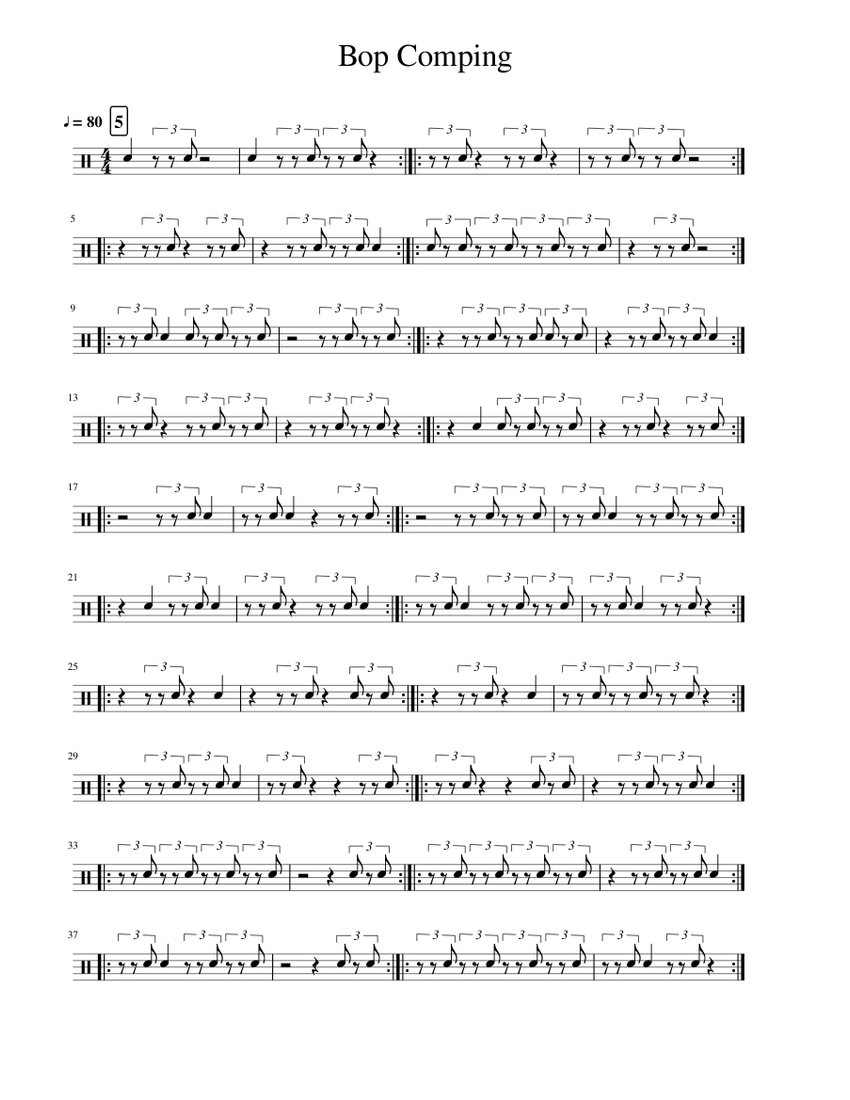 Bop Comping Sheet music for Drum group (Solo) | Musescore.com