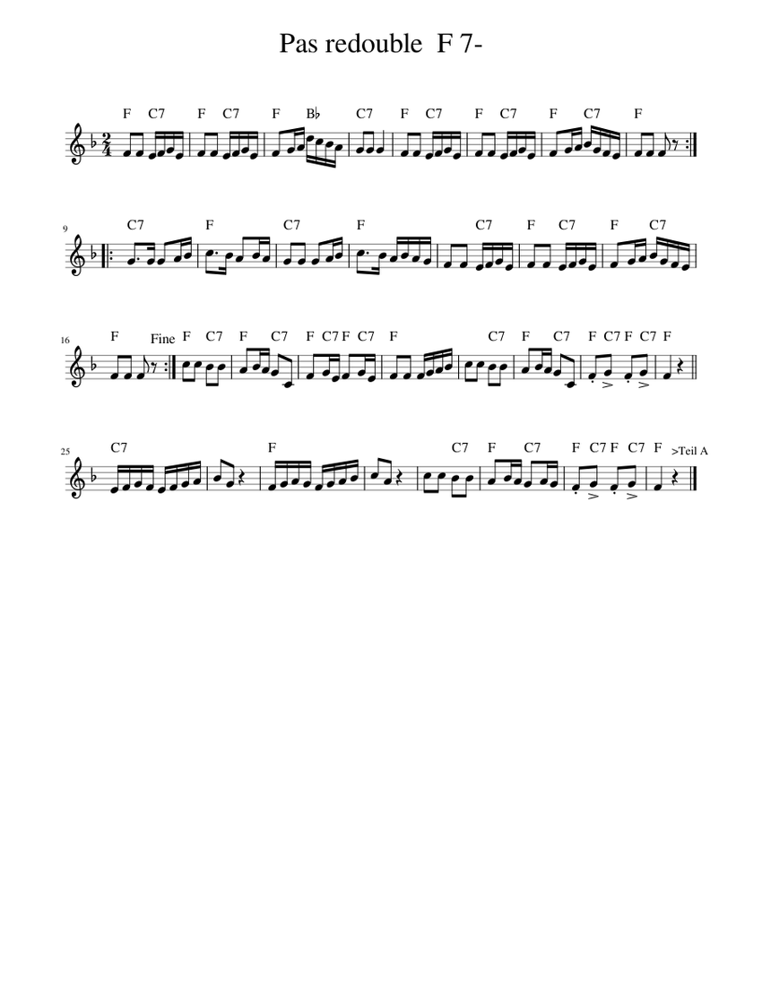 Pas redouble F 7- Sheet Music with Chords for Accordion (Solo ...