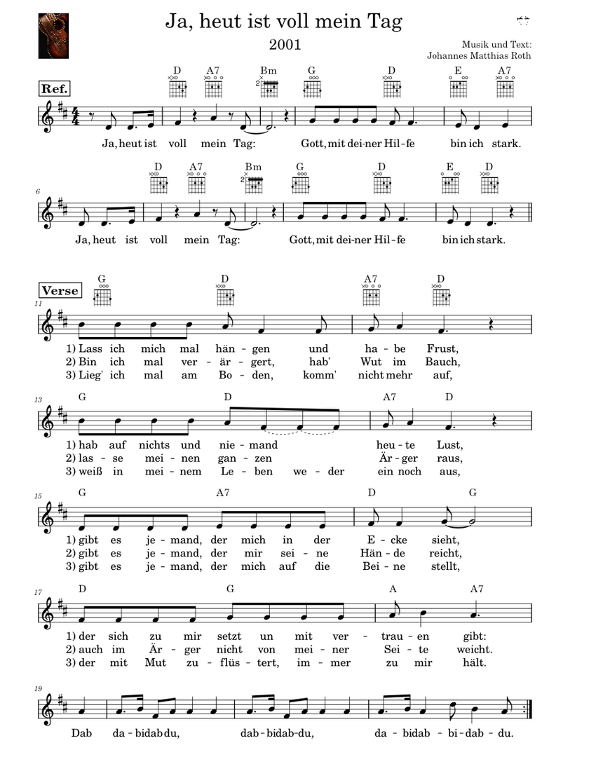 Ja, heut ist voll mein Tag – Johannes Matthias Roth Sheet music for ...