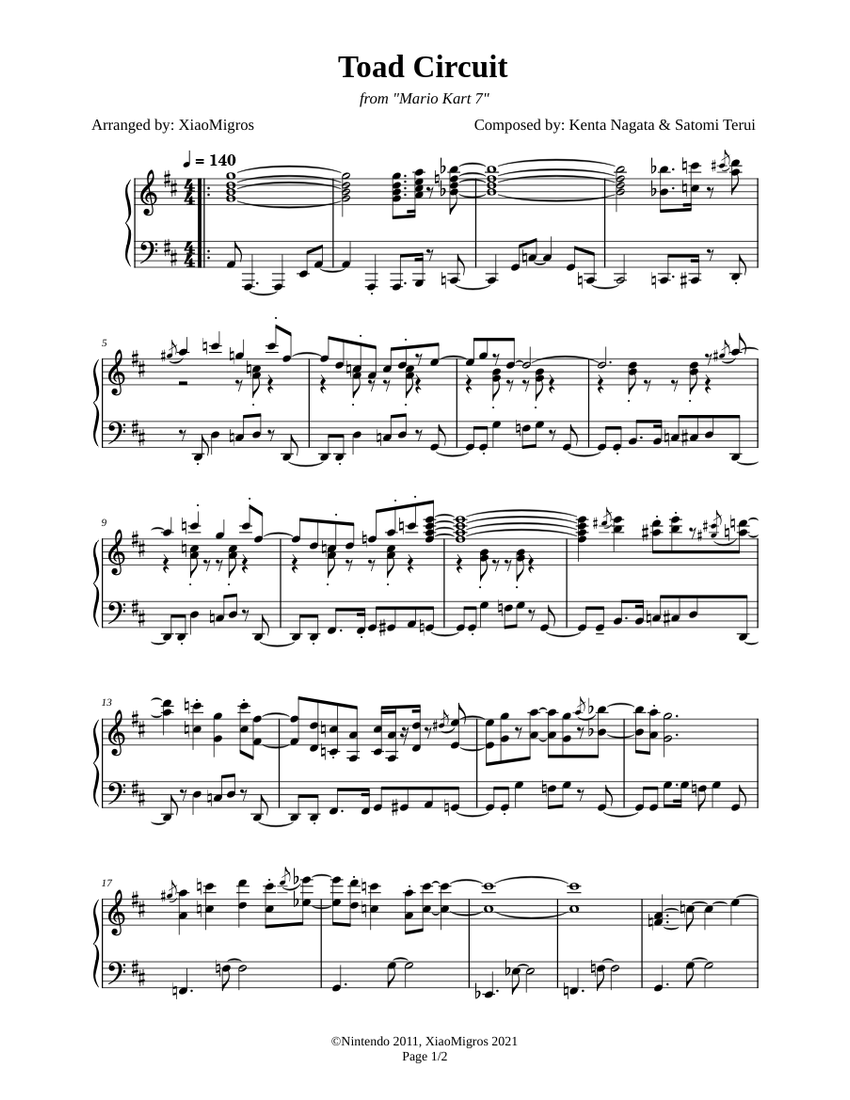 Toad Circuit - Mario Kart 7 Sheet Music for Piano (Solo) | MuseScore.com