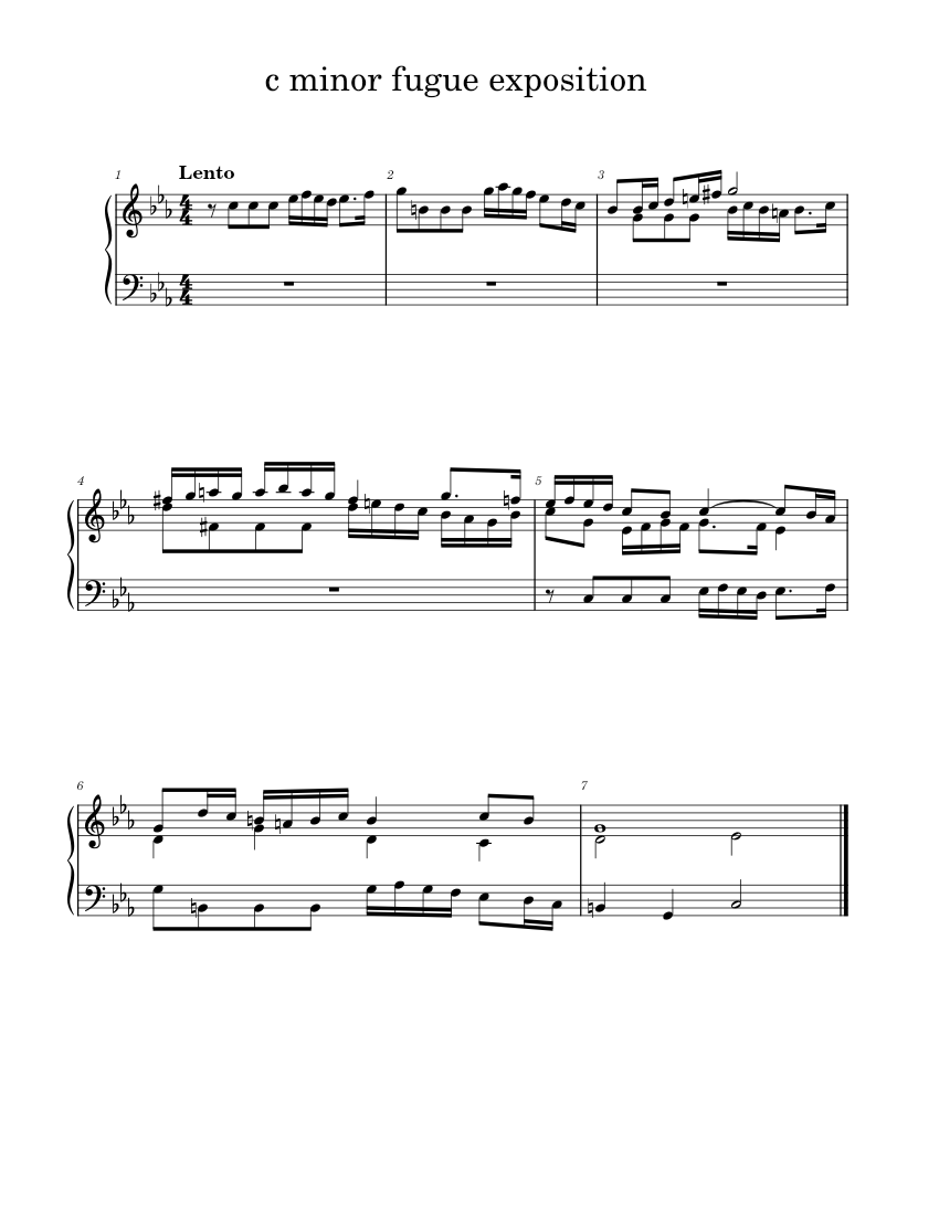 c minor fugue exposition Sheet music for Piano (Solo) Easy | Musescore.com