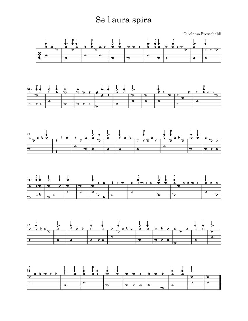 Se l'aura spira liuto solo Sheet music for Lute (Solo) | Musescore.com