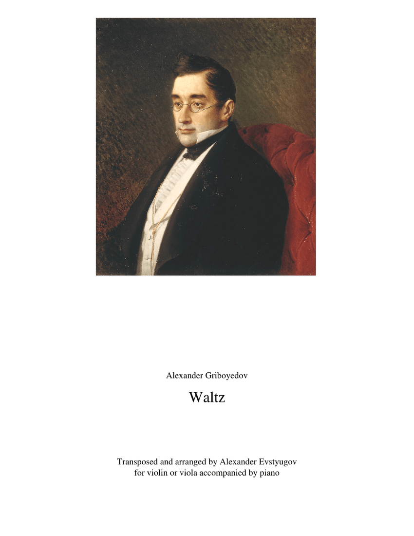 Waltz — A. Griboyedov — easy arrangement for violin or viola Sheet ...