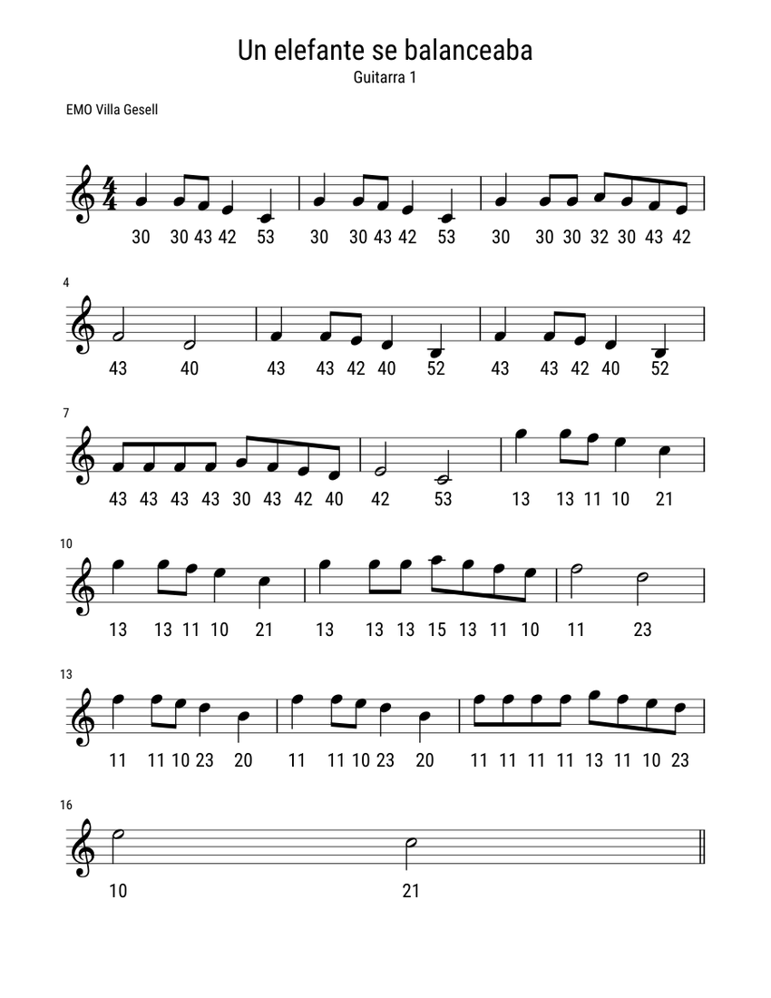 Un elefante se balanceaba Sheet Music for Piano (Solo) Easy | MuseScore.com