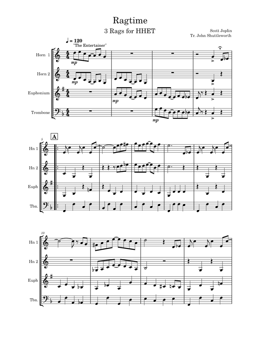 Ragtime Suite - HHET – Scott Joplin Sheet music for Trombone, Euphonium ...