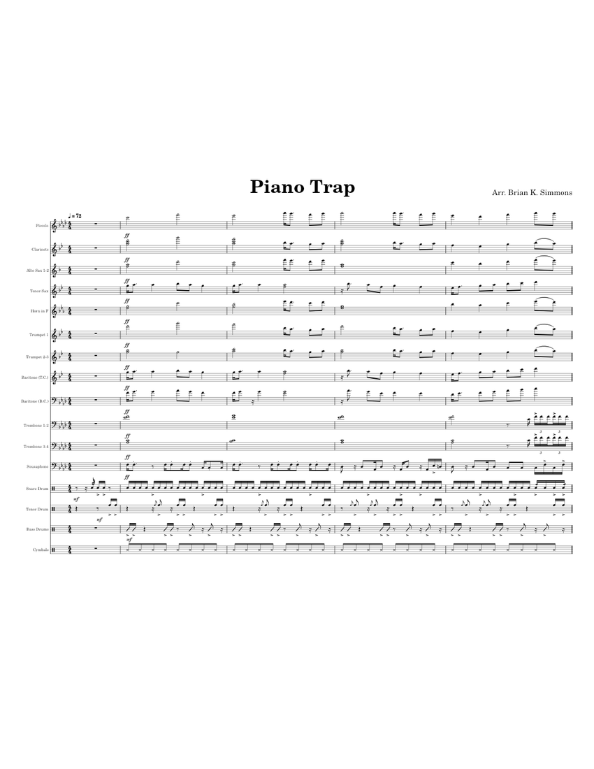 Piano Trap (SU) Sheet Music for Trombone, Euphonium, Flute piccolo ...