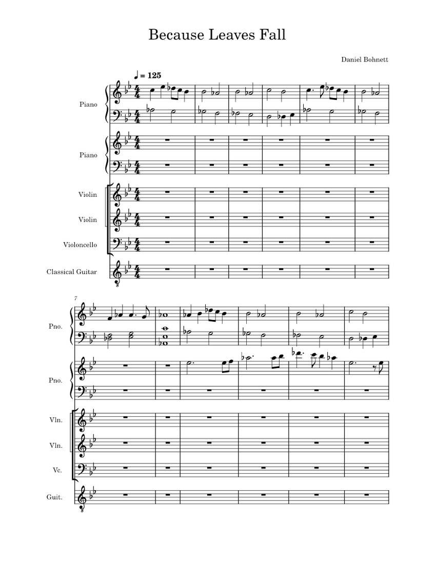 Because Leaves Fall Piano Sheet music for Piano, Violin, Cello, Guitar ...