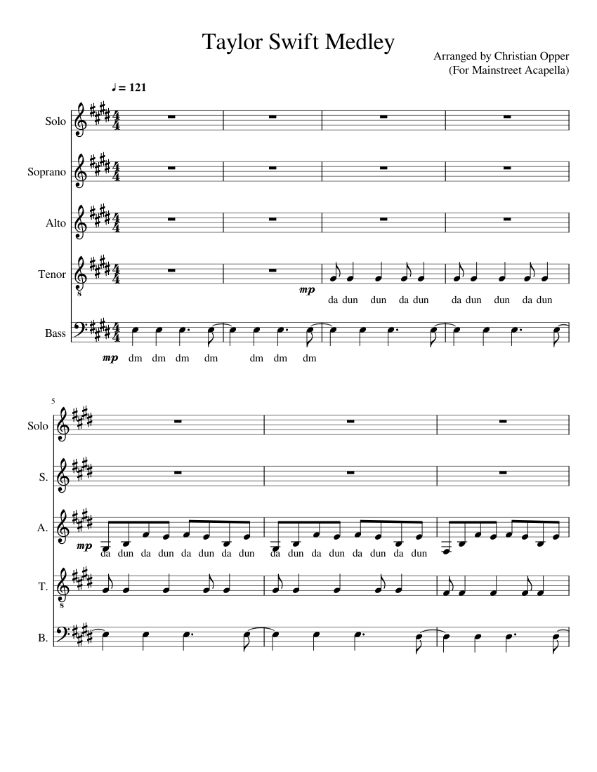 Taylor Swift Medley (Final) Sheet music for Piano (A Capella ...