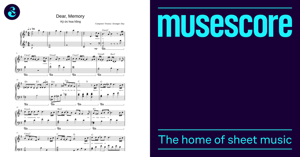 Dear, Memory - Ký ức hoa hồng – Yiruma Sheet Music for Piano (Solo) | MuseScore.com