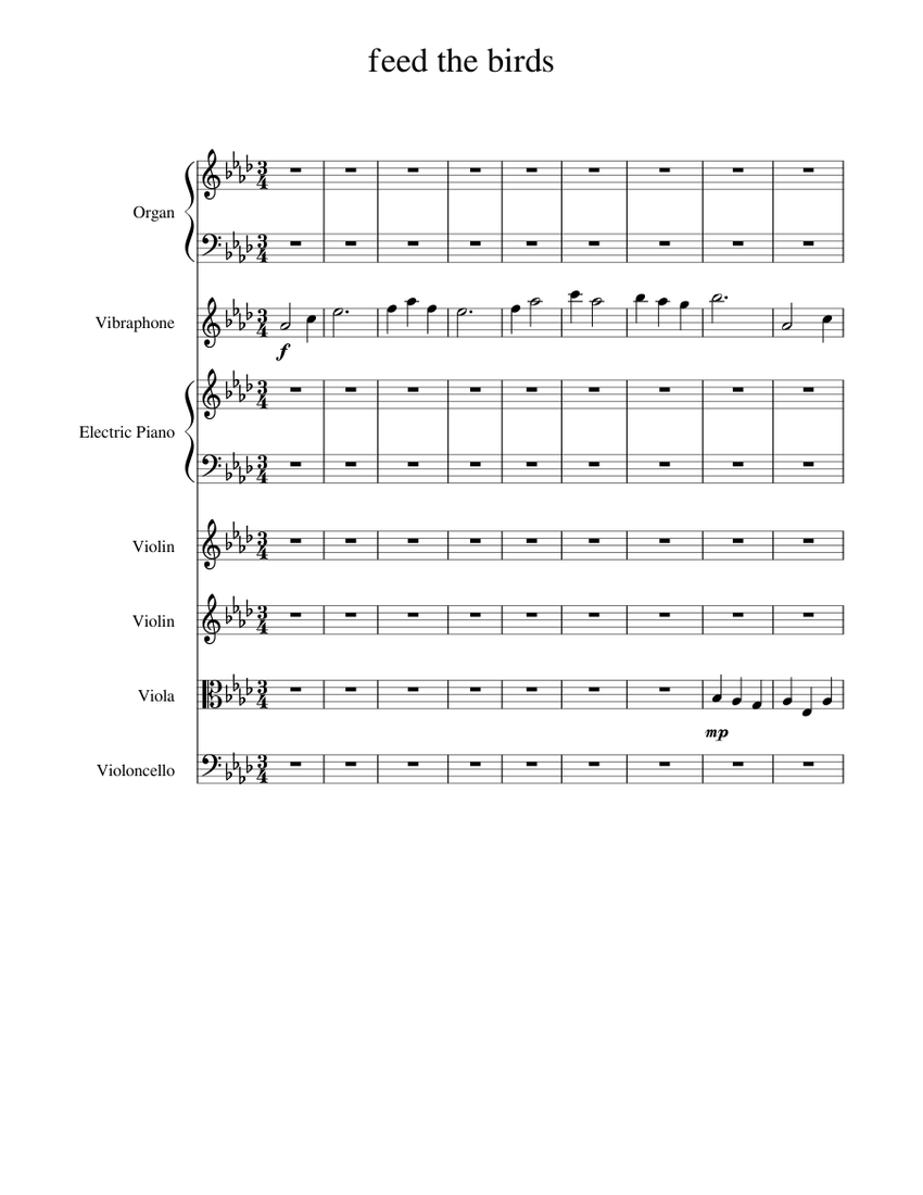 Feed the birds Sheet music for Piano, Organ, Vibraphone, Violin & more ...