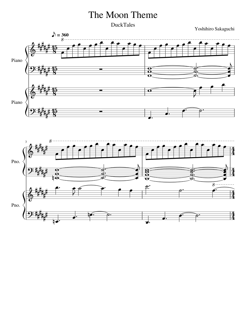 The Moon Theme - DuckTales Sheet music for Piano (Piano Duo ...
